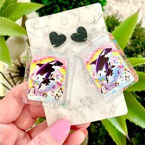 Lisa Frank | Jewelry | Lisa Frank Whale Acrylic Earrings | Poshmark